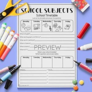 School Subjects | School Timetable | ESL Worksheet For Kids