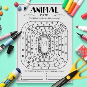 Animals | Missing Letters Puzzle | ESL Worksheet For Kids