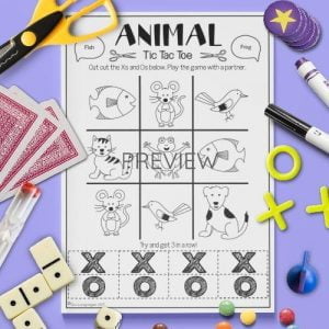 Animals | Tic Tac Toe Game Activity | ESL Worksheet For Kids