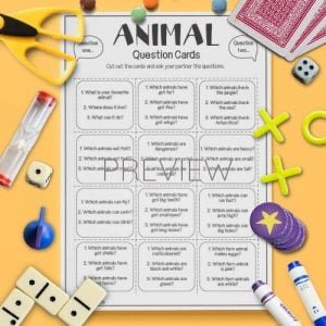 Animals | Question Cards | Fun ESL Worksheet For Children