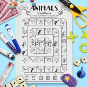 Wild Animals | Sentence Board Game | ESL Worksheet For Kids