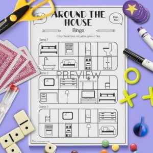Around The House | Bingo Game | Fun ESL Worksheet For Kids