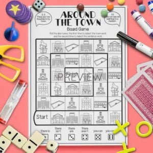 Around The Town | Board Game | Fun ESL Worksheet For Kids