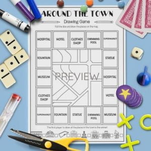 Around The Town | Drawing Game | Fun ESL Worksheet For Kids