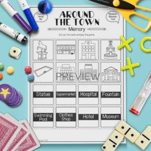 Around The Town | Memory Game | Fun ESL Worksheet For Kids