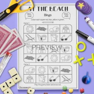 At The Beach | Bingo Game | Fun ESL Worksheet For Children