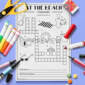 At The Beach | Crossword Activity | ESL Worksheet For Kids