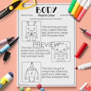 Body | Read & Colour Activity | Fun ESL Worksheet For Kids