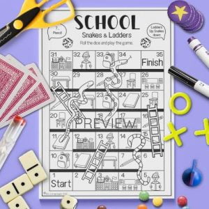 School | Snakes & Ladders Game | ESL Worksheet For Children