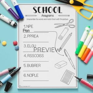 School | Anagrams Activity | Fun ESL Worksheet For Kids