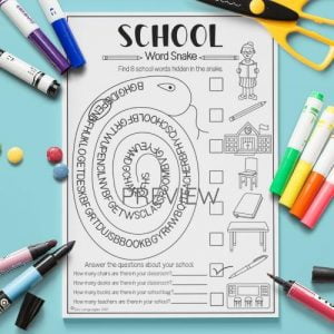 School | Word Snake Activity | Fun ESL Worksheet For Kids