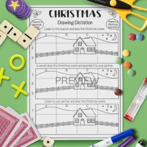 Christmas | Drawing Dictation Game | ESL Worksheet For Kids
