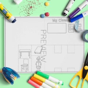 School | Pop Up Classroom Craft | Fun ESL Worksheet For Kids