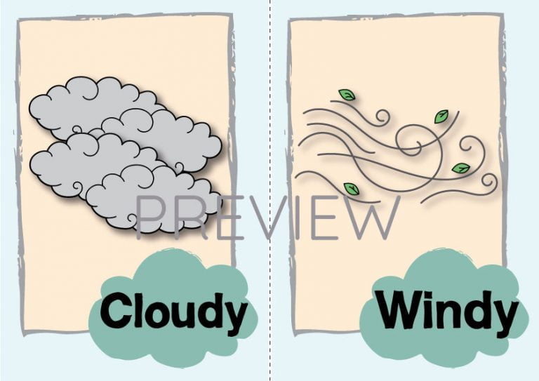 Cloudy and Windy Flashcard | Gru Languages