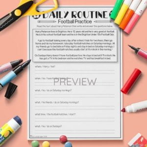 Daily Routine | Football Practice Activity | ESL Worksheet