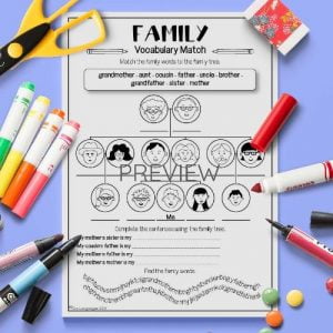Family | Vocabulary Match Activity | Fun ESL Worksheet For Kids