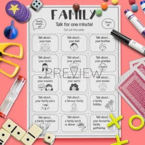 Family | Talk For A Minute Card Game | ESL Worksheet For Kids