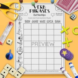 Verb Phrases | Battleships Speaking Game | Fun ESL Worksheet