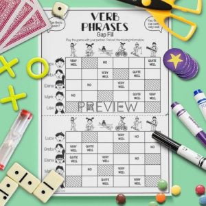 Verb Phrases | Gap Fill Speaking Game | Fun ESL Worksheet