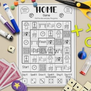 At Home | Board Game | Fun ESL Worksheet For Kids