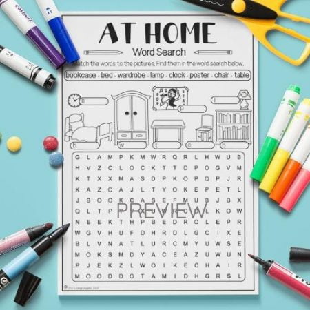 At Home | Word Search Activity | Fun ESL Worksheet For Kids