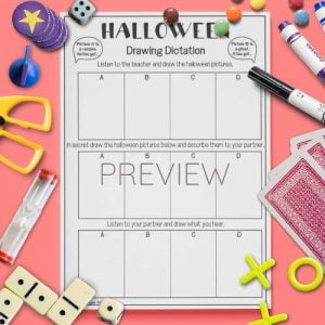 Halloween | Drawing Dictation Game | ESL Worksheet For Kids