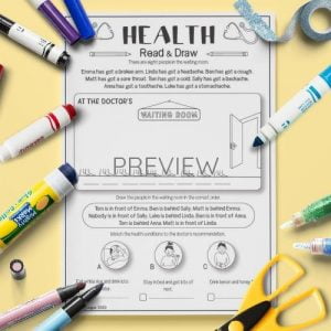 Health | Read & Draw Activity | Fun ESL Worksheet For Kids