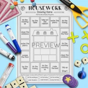 Housework | Drawing Game | Fun ESL Worksheet For Kids