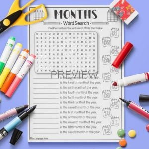 Months of the Year | Word Search | ESL Worksheet For Kids