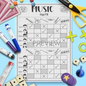 Music | Gap Fill Speaking Game | Fun ESL Worksheet For Kids