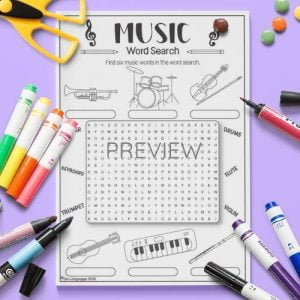 Music | Word Search Activity | Fun ESL Worksheet For Kids
