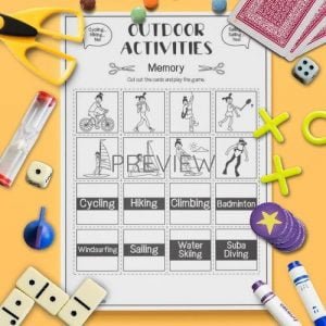 Outdoor Activities | Memory Game | ESL Worksheet For Kids
