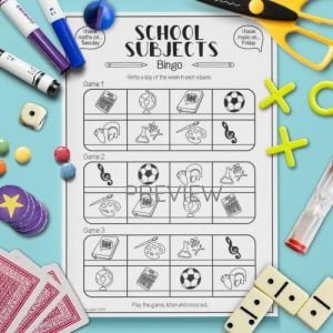School Subjects | Bingo Game | Fun ESL Worksheet For Kids