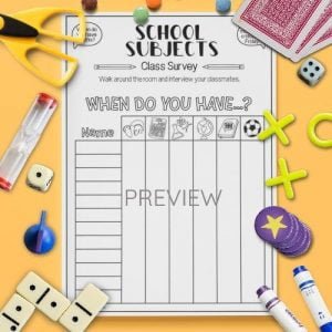 School Subjects | Class Survey | Fun ESL Worksheet For Kids