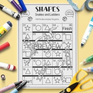 Shapes | Snakes and Ladders Game | ESL Worksheet For Kids