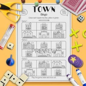 Town | Bingo Listening Game | Fun ESL Worksheet For Children