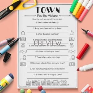 Town | Bingo Listening Game | Fun ESL Worksheet For Children