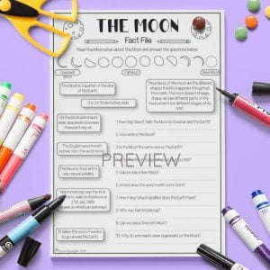 Space | The Moon Fact File Activity | ESL Worksheet For Kids