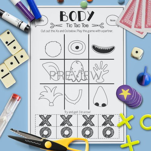 Face Body Tic Tac Toe Game Fun ESL Worksheet For Kids