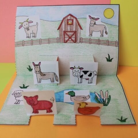 Farm Animals | Pop Up Scene Craft | ESL Worksheet For Kids
