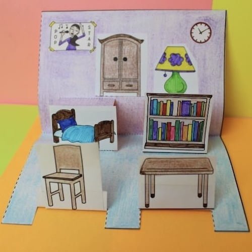 My Bedroom | Pop Up Craft Activity | ESL Worksheet For Kids