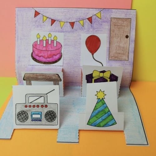 Party Time | Pop Up Scene Craft | Fun ESL Worksheet For Kids