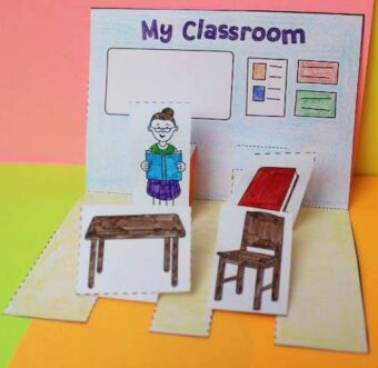 School | Pop Up Classroom Craft | Fun ESL Worksheet For Kids