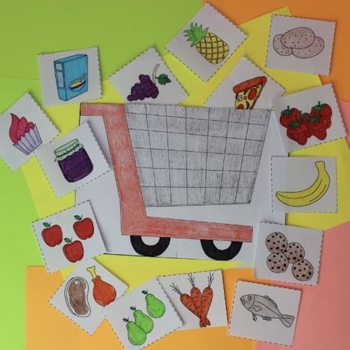 Food | Shopping Trolley Craft | Fun ESL Worksheet For Kids
