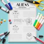 Aliens | Colour & Describe Activity | Fun ESL Worksheet For Kids