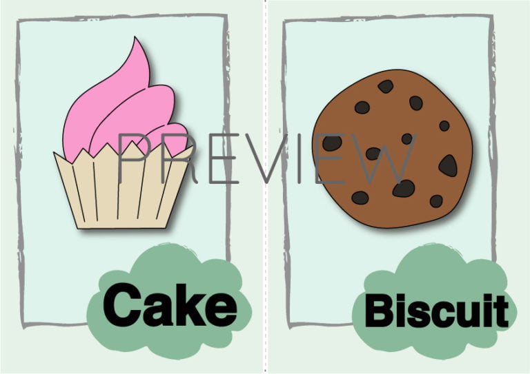 Cake and Biscuit Flashcard | Gru Languages
