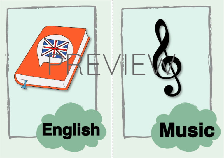 English and Music Flashcard | Gru Languages