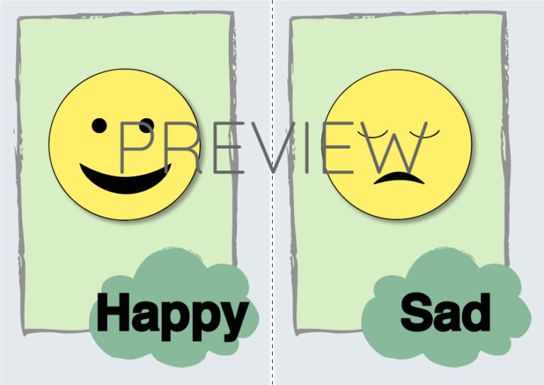 Happy and Sad Flashcard | Gru Languages