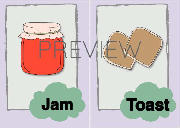 Jam and Toast Flashcard | Gru Languages
