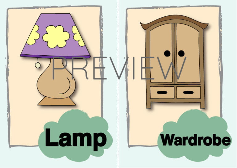 Lamp and Wardrobe Flashcard | Gru Languages